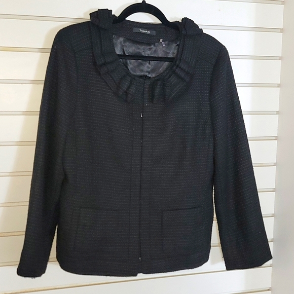 Tahari | Jackets & Coats | Tahari Jacket Black Tweed 4 Fully Lined ...